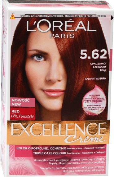 L'Oreal Excellence Creme Farba do włosów 5.62 Opalizujący czerwony brąz ...