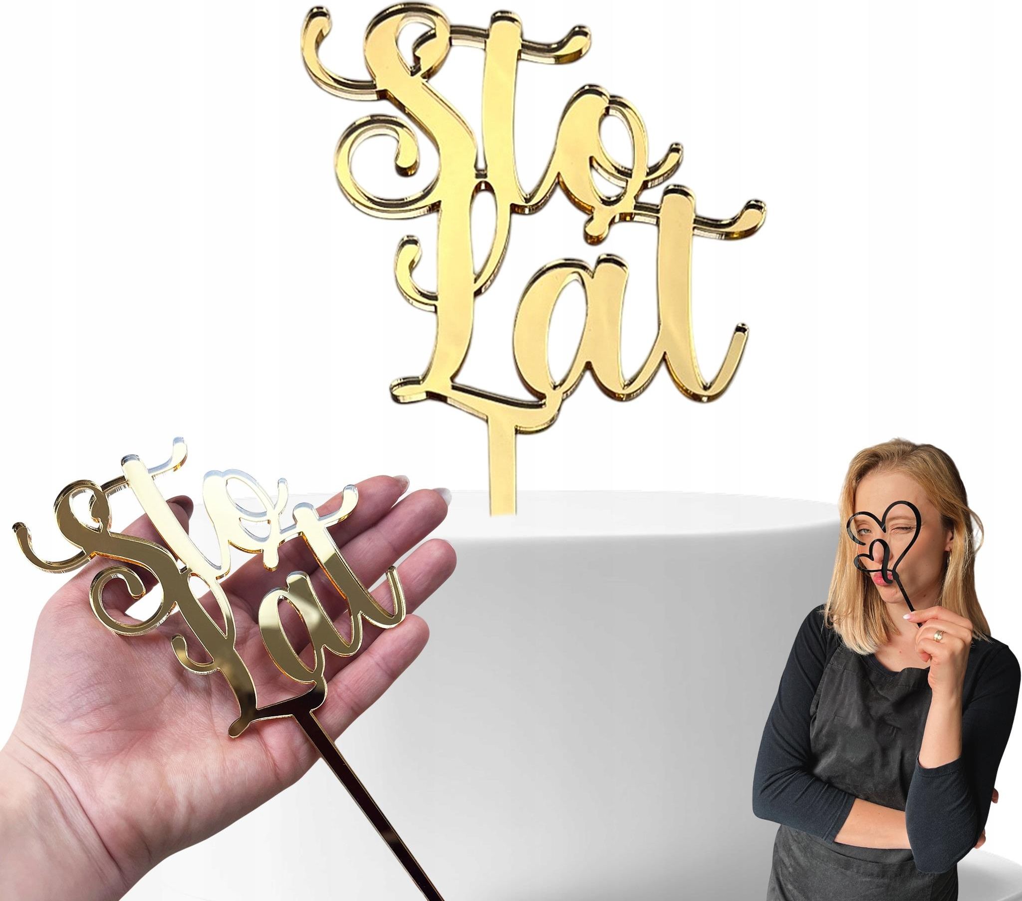 Topper Toper Na Tort Urodziny Sto Lat Złoty Dekor Lustro Plexi Piker TSL - Ceny i opinie - Ceneo.pl