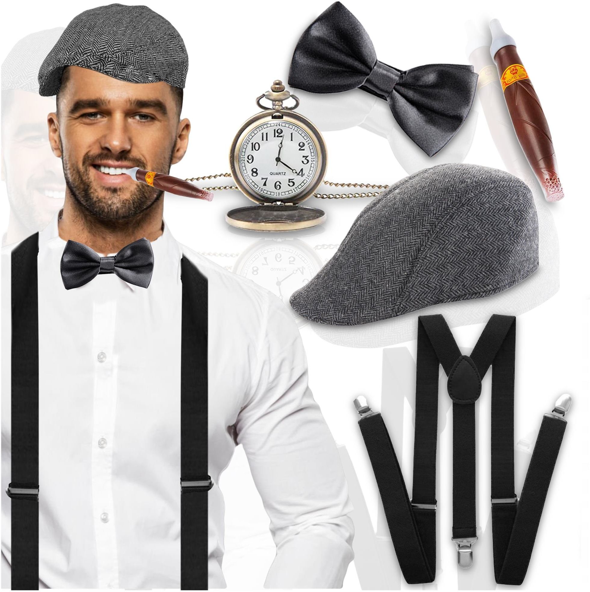 Zestaw Retro Lata 20 30 Przebranie Kostium Gangster Mafia Męski ...