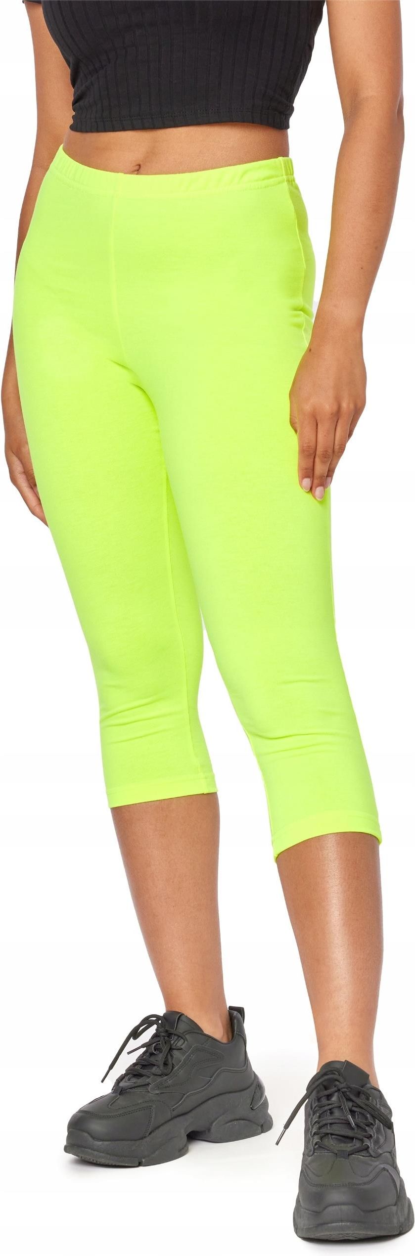 Legginsy damskie 3/4 capri getry damskie neon BLV50-302 Żółty L - Ceny ...