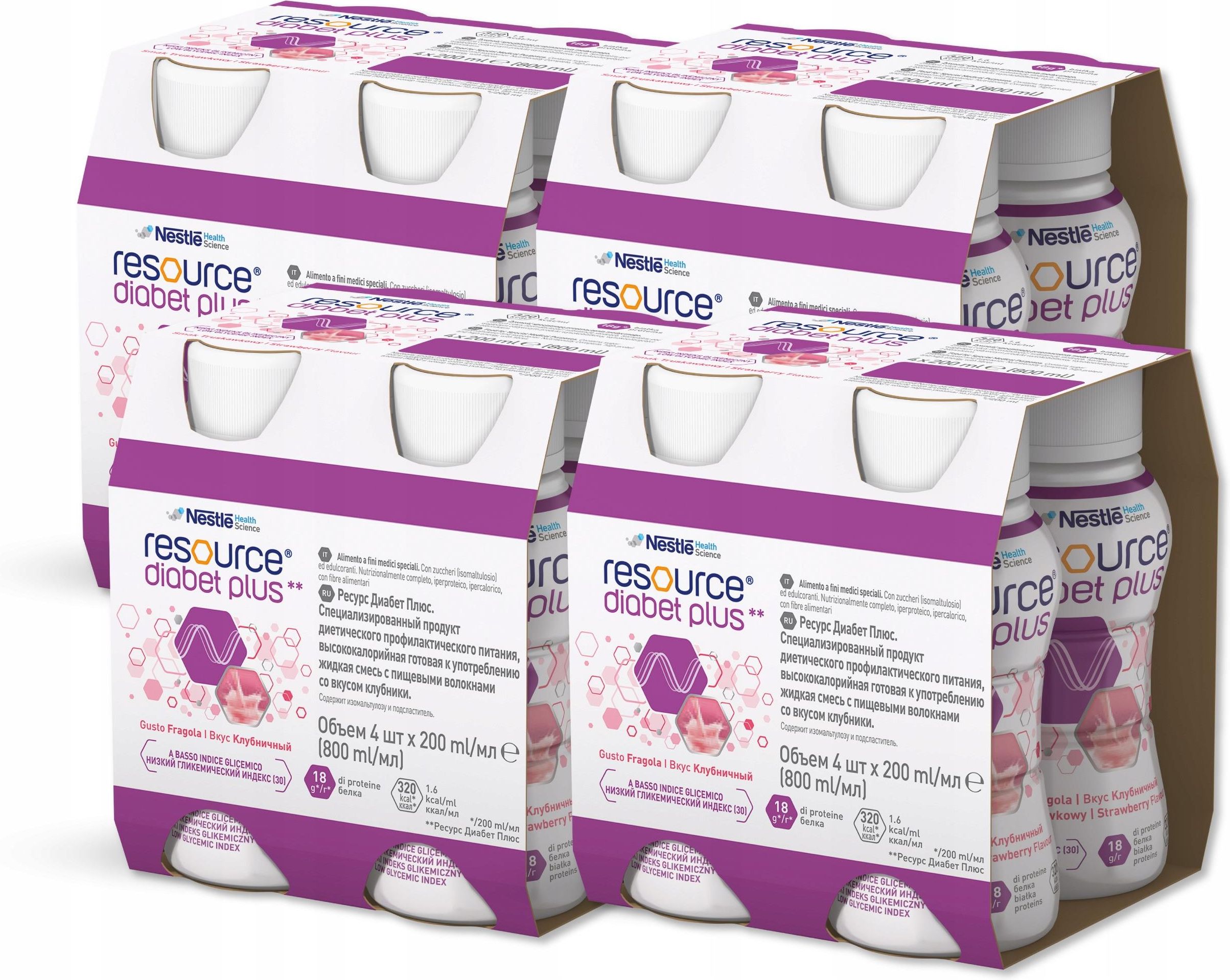Nestle Resource Diabet Plus Truskawka 16x200ml - Opinie i ceny na Ceneo.pl