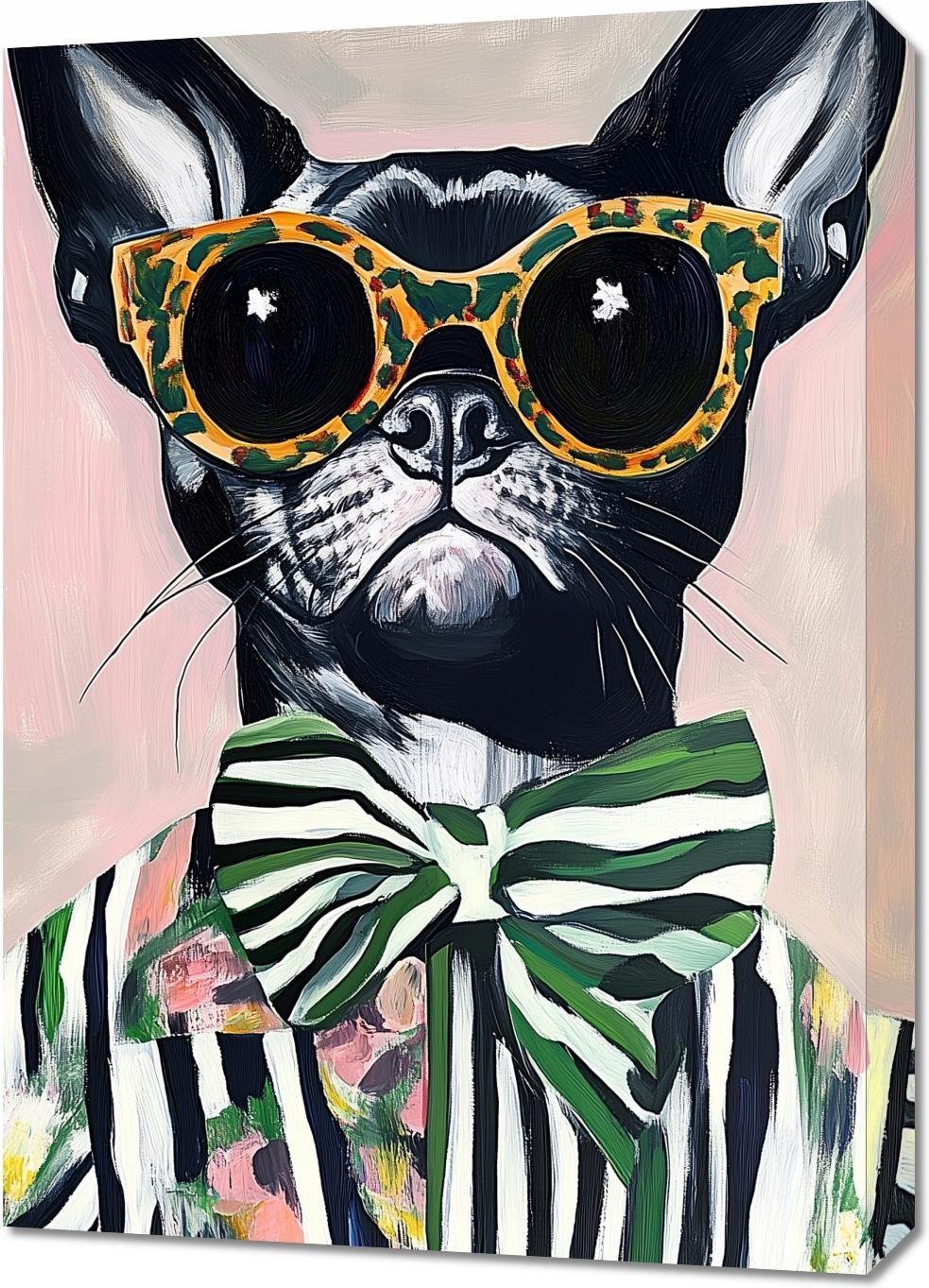 Obraz 50x70cm Portret Zwierząt Buldog W Okularach Pop Art - Opinie i ...