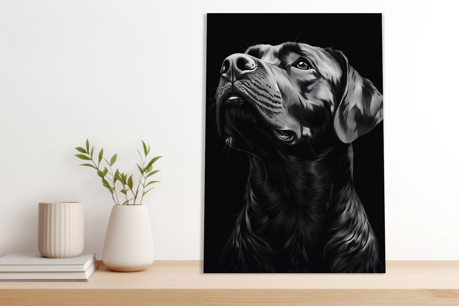 Obraz 30x50cm Portret Zwierząt do Salonu , Labrador , Czarno Białe ...