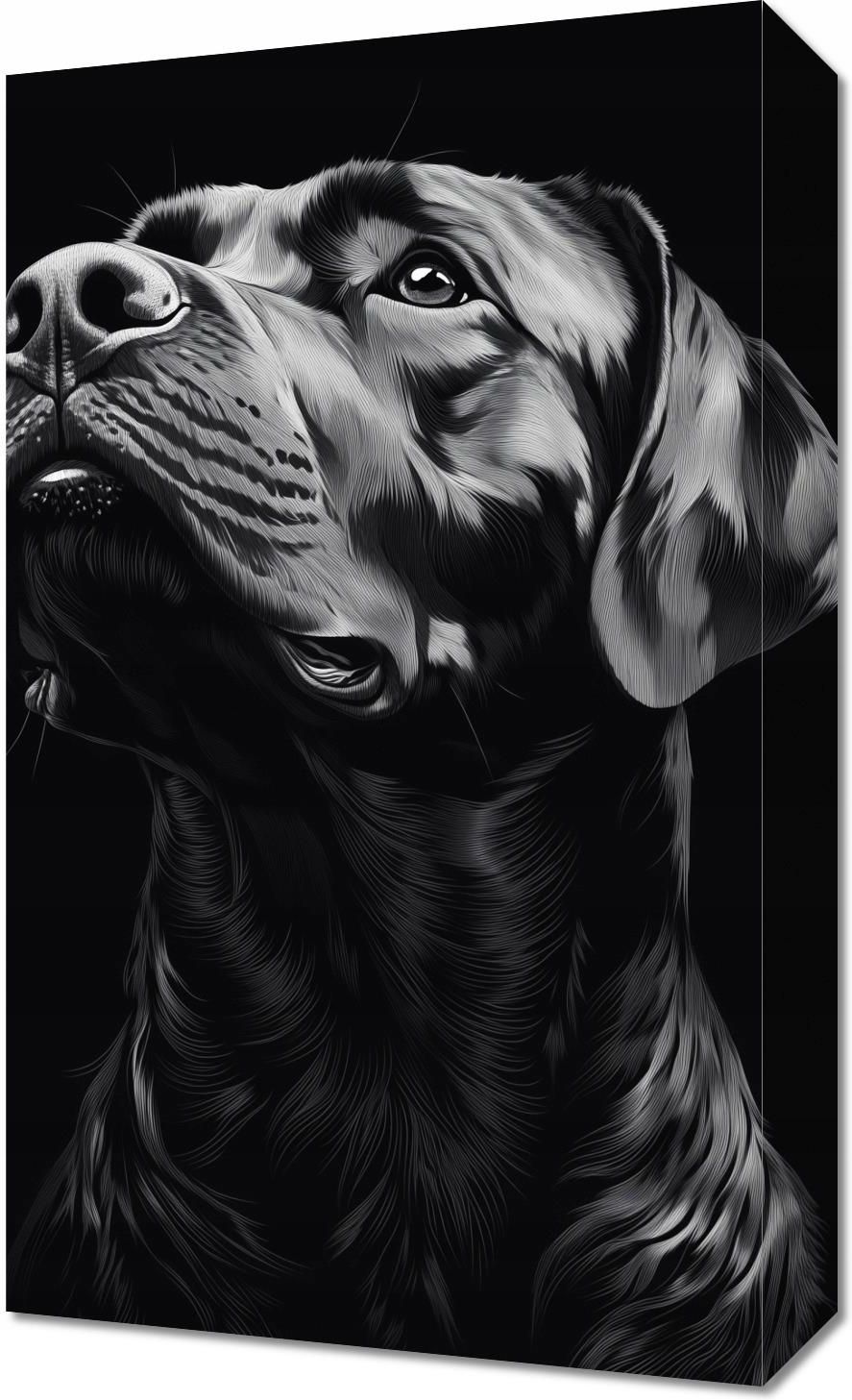 Obraz 30x50cm Portret Zwierząt do Salonu , Labrador , Czarno Białe ...