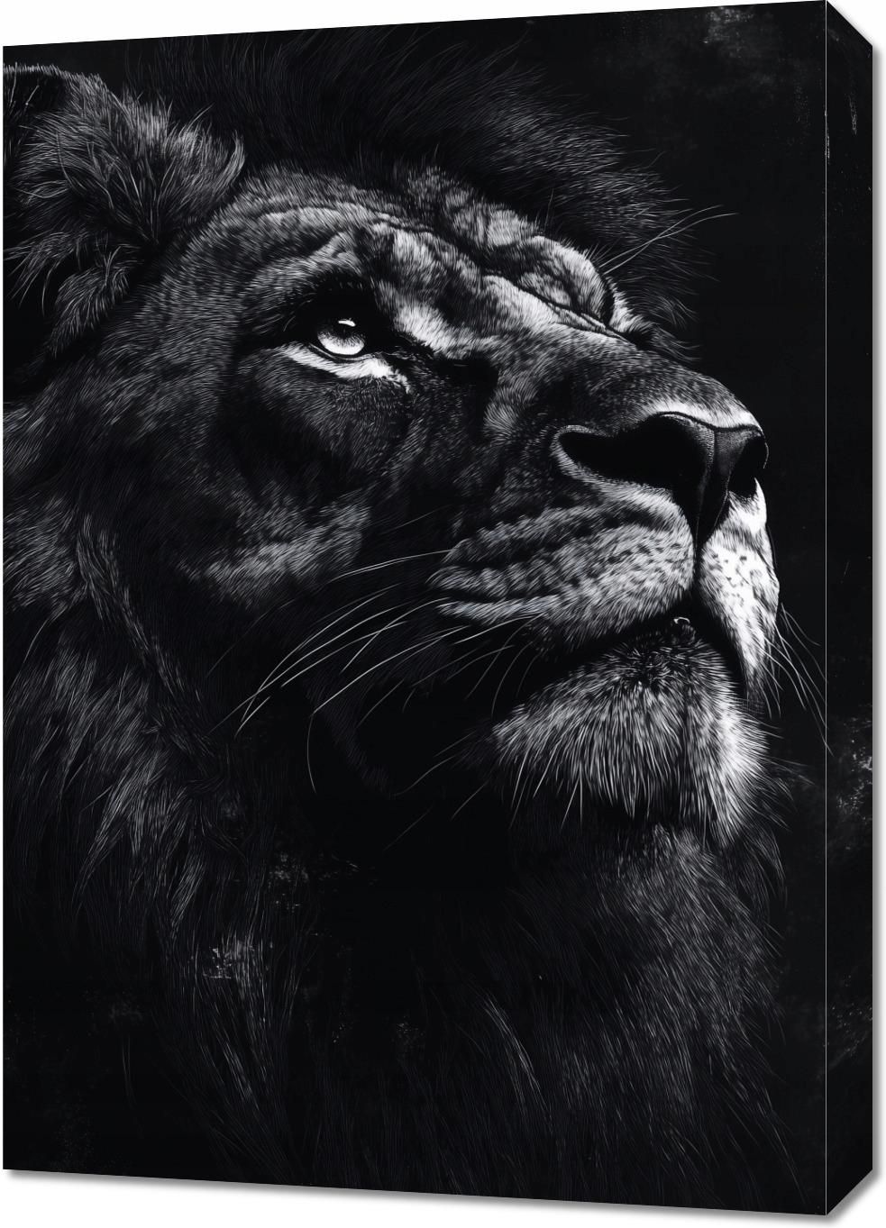 Obraz 50x70cm Portret Zwierząt do Salonu Pokoju , Lew , Czarno Białe ...
