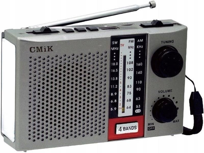 Radio Radio CMiK radioodbiornik z anteną i lampką Srebrne Srebrny ...
