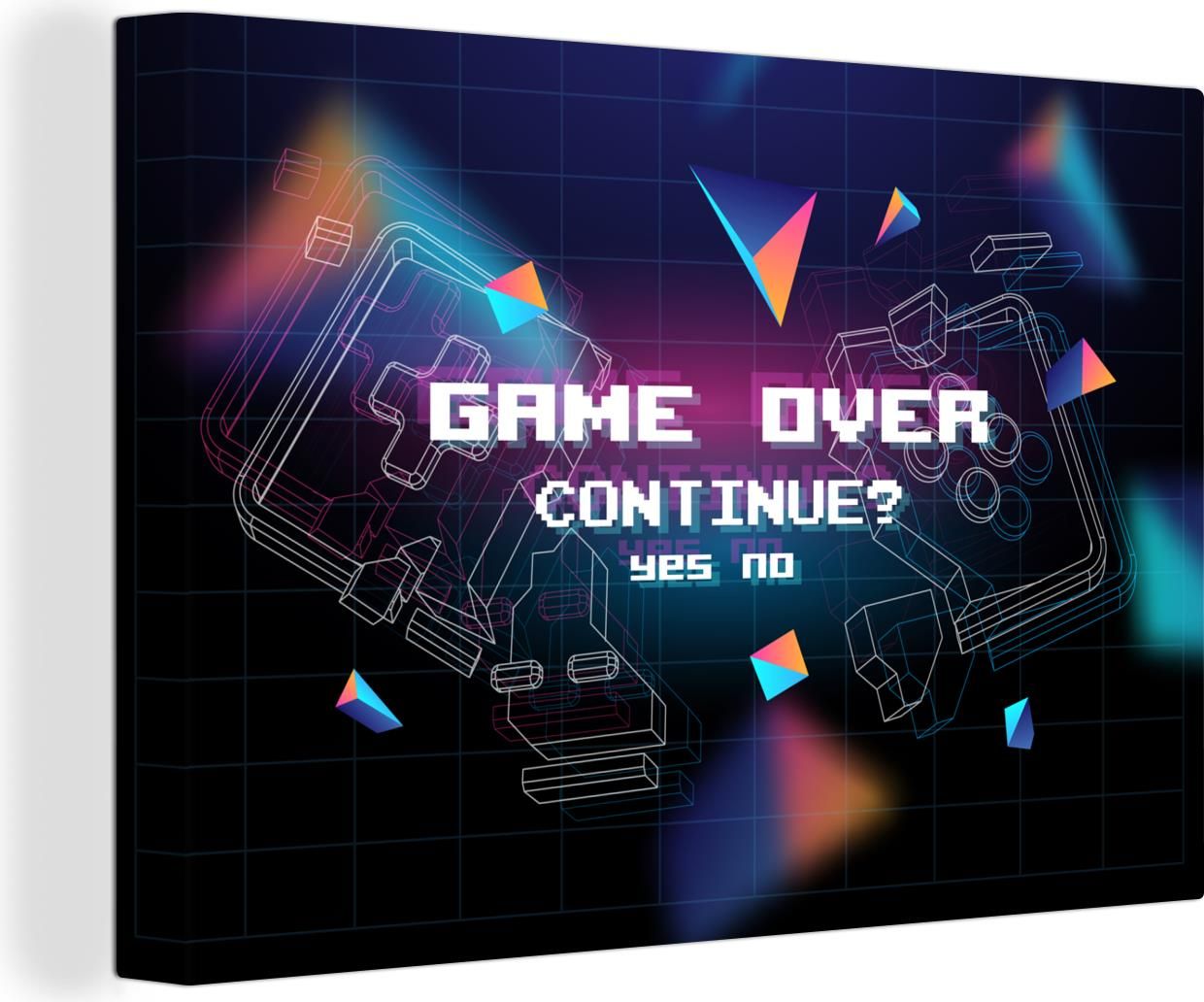 OneMillionCanvasses 140x90cm Gry Arcade Game Over Czarny Niebieski Gry ...
