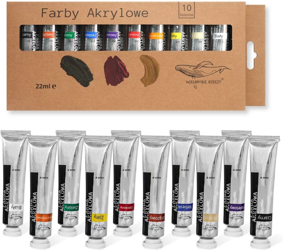 Wielorybie Rzeczy Farby Akrylowe Malarskie Artystyczne 10Szt. 22ml ...