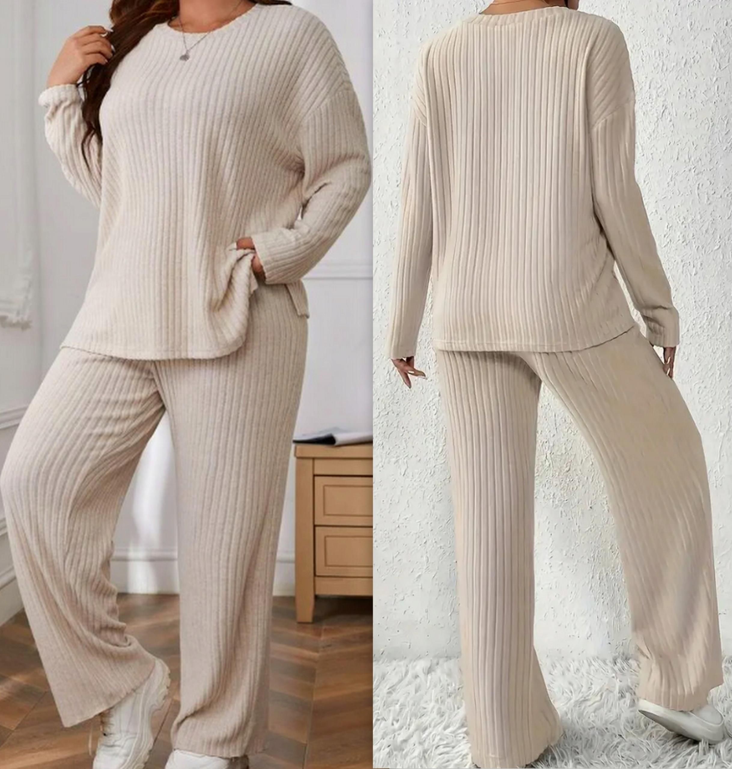 Komplet Damskie Dzianinowy Prążkowany Luzny L - Ceny i opinie - Ceneo.pl