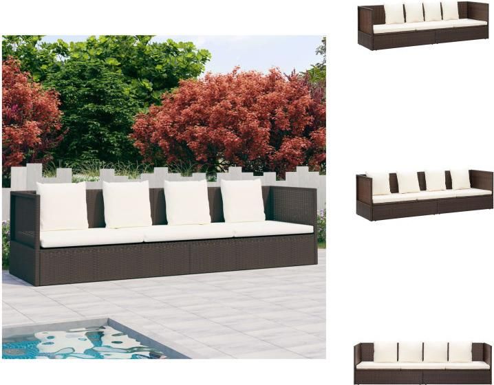 VidaXL Sofa Ogrodowa Z Poduszkami Polirattanu Brązowa Leżaki 49392 ...