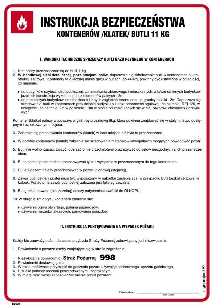 Signproject Db030 Instrukcja Bezpieczeństwa Kontenerów (Klatek) Butli 11kg (24,5x35 Cm, Fn ...