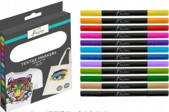Grafix Markery Do Tkanin Ubrań Dwustronne 12 Kol 2 Grubości Pisaki ...