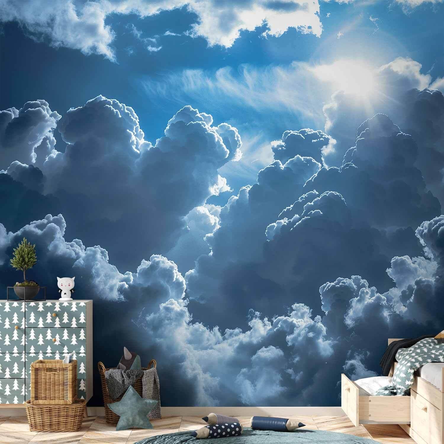 Vlies Fototapete Animowana Sceneria Słońce Walczące Z Chmurami 250X175 ...