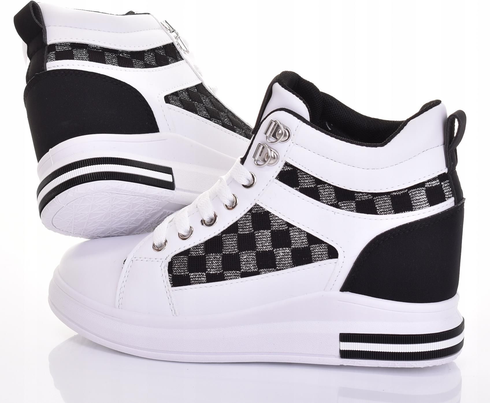 Damskie Sneakersy Trampki Wysokie Platforma Koturn Za Kostke - Ceny i ...