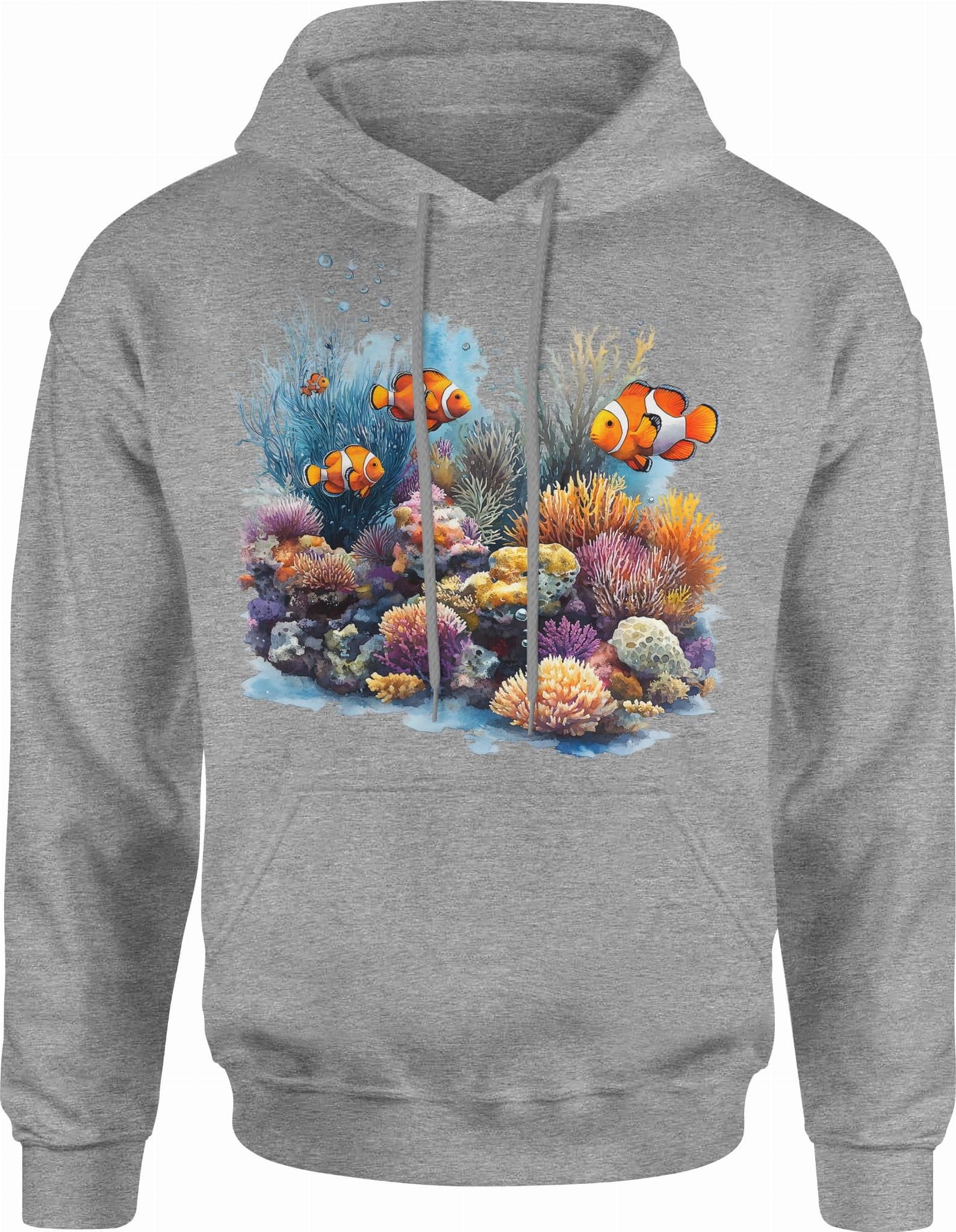 Akwarium rybki nemo nurek rafa koralowa ryby Męska bluza z kapturem (M ...