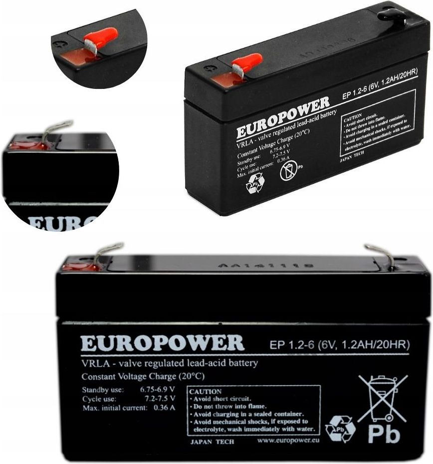 Europower Akumulator Bateria Agm Vrla Ep 6V 1,2Ah 1,2-6 Wagi Kasy Fiskalne - Ceny i opinie na ...