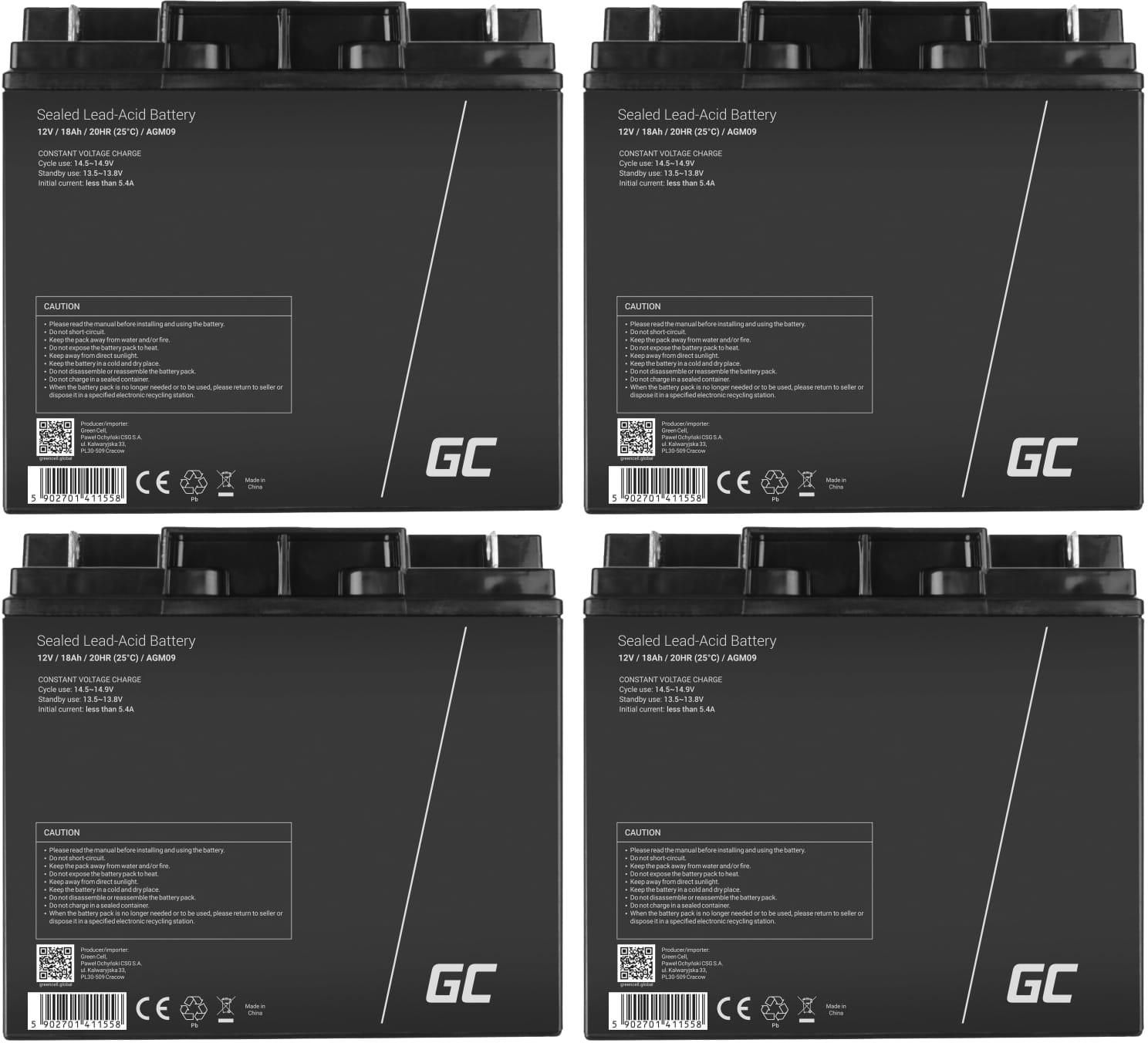 Green Cell 4 x akumulator AGM VRLA 12V 18Ah - Ceny i opinie na Ceneo.pl