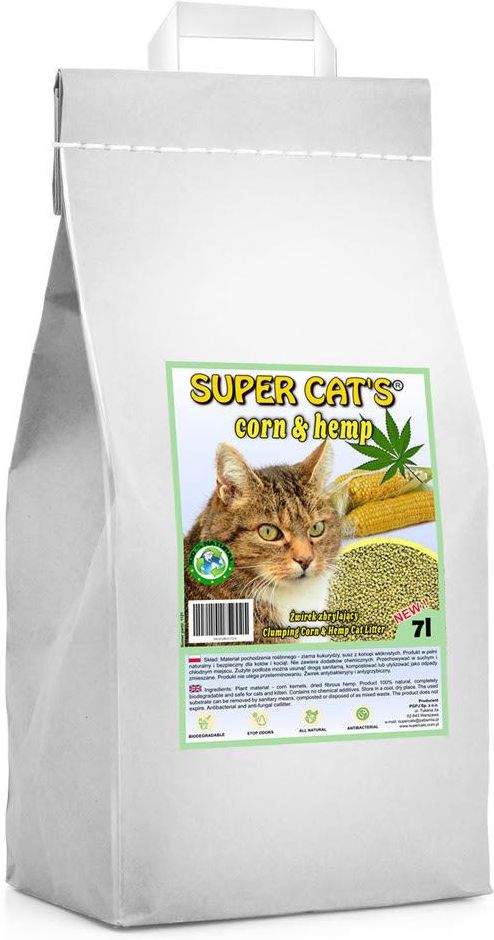 Pgpj Żwirek Konopny Zbrylający Dla Kotów Super Cat'S Corn&Hemp Compact ...