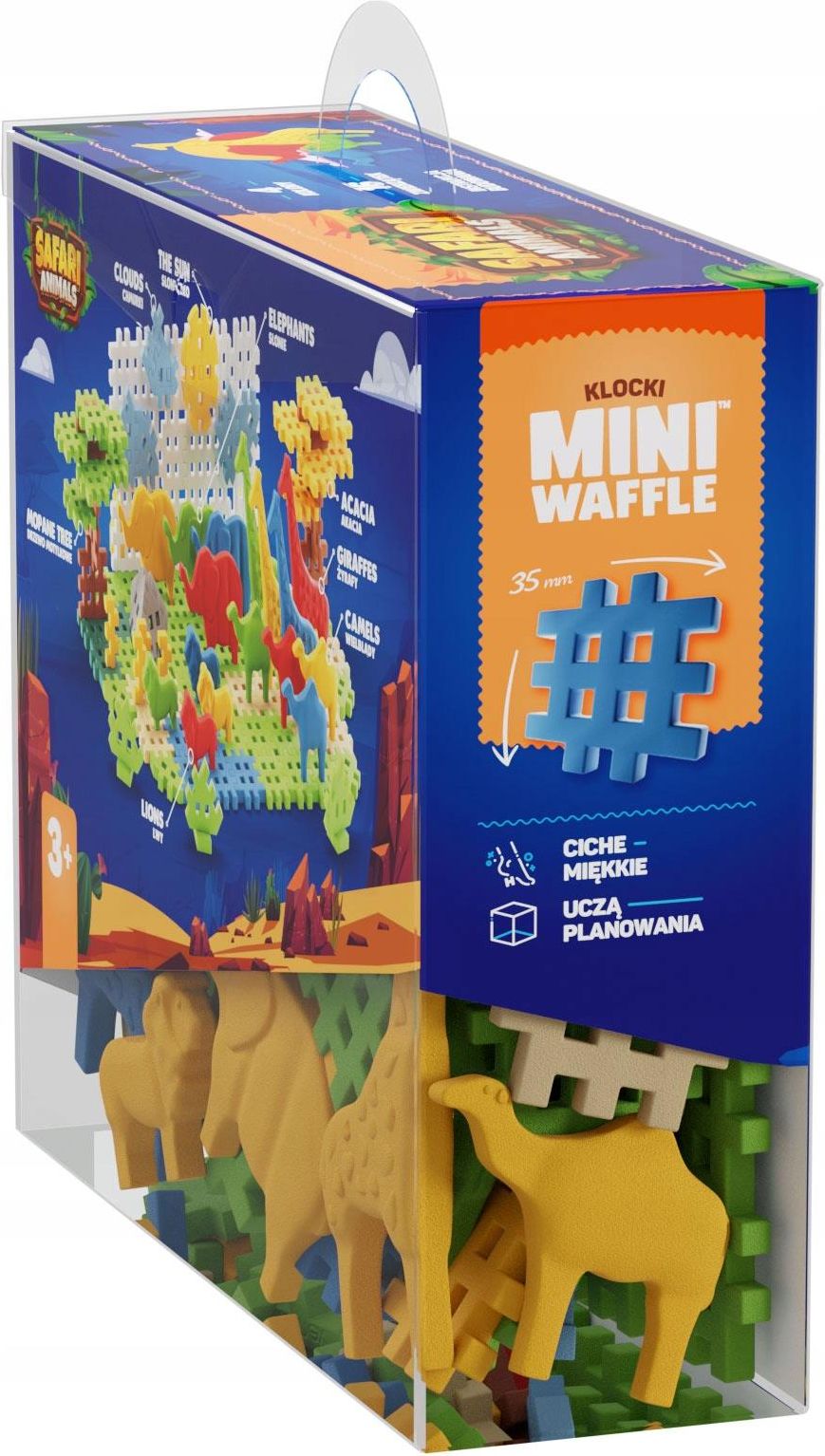 Marioinex klocki WAFFLE mini Safari Animals, 100 el w tym 16 zwierząt ...
