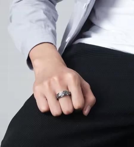 PIERŚCIONEK OBROTOWY ANTYSTRESOWY FIDGET RUNY FUTHARK WIKINGOWIE / r12 ...