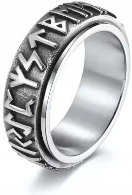 PIERŚCIONEK OBROTOWY ANTYSTRESOWY FIDGET RUNY FUTHARK WIKINGOWIE / r12 ...