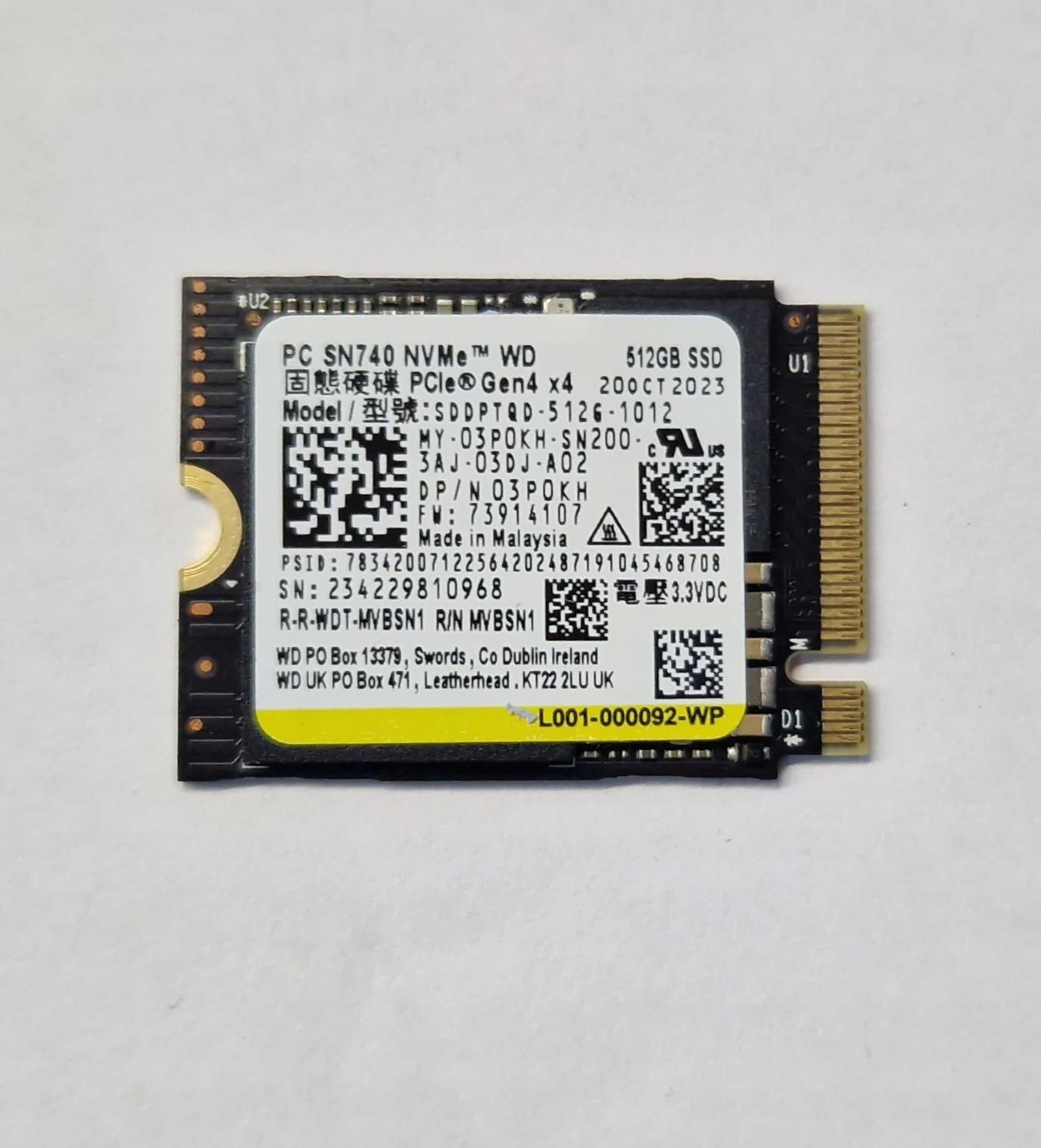 Dysk SSD Western Digital Pc 512GB M.2 2230 Nvme PCIe Gen4 x4 (SN740 ...