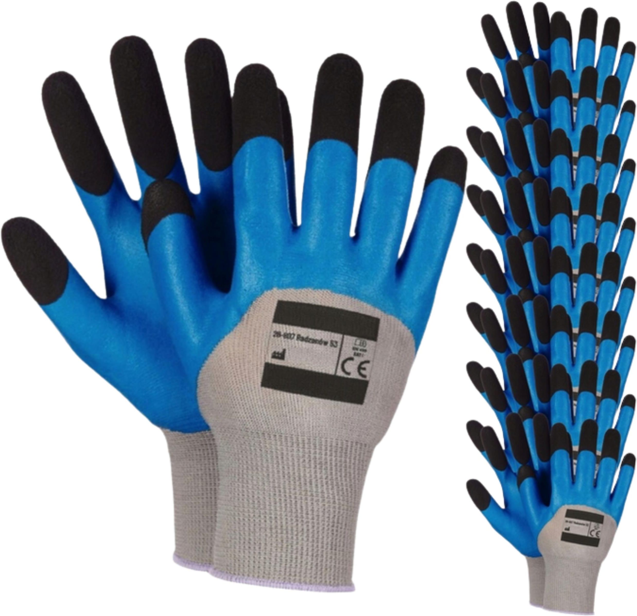 10X Rękawice Rękawiczki Robocze Pianka Foam Mocne Duoair Wodoodporne ...