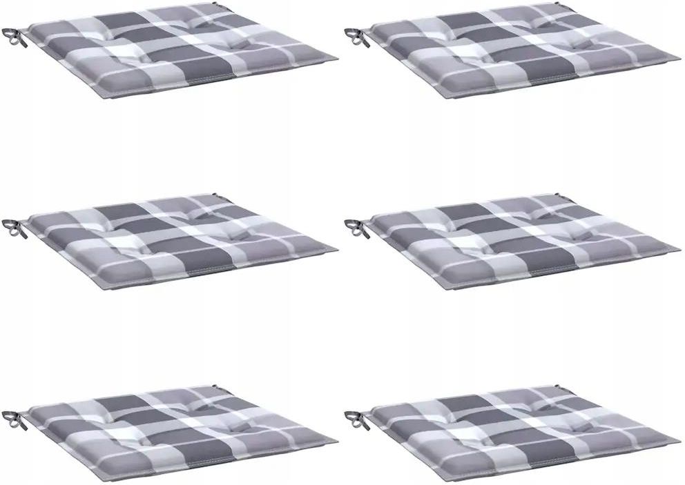 VidaXL Poduszki Na Krzesła Ogrodowe 6 Szt. W Szarą Kratę 40X40X4cm ...