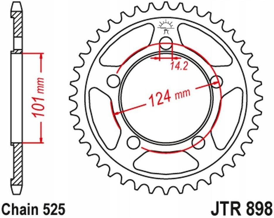 Części motocyklowe Jt Zębatka Tylna 4508 38 Ktm 990 Superduke/R '05-12 1190 Rc8/R '10-15 4508 ...