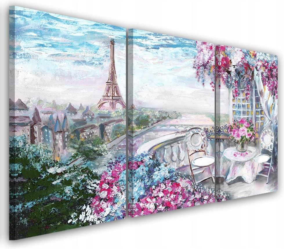 Feeby Obraz Tryptyk Paryż Eiffla Pejzaż Pastel 150x100 - Opinie i atrakcyjne ceny na Ceneo.pl