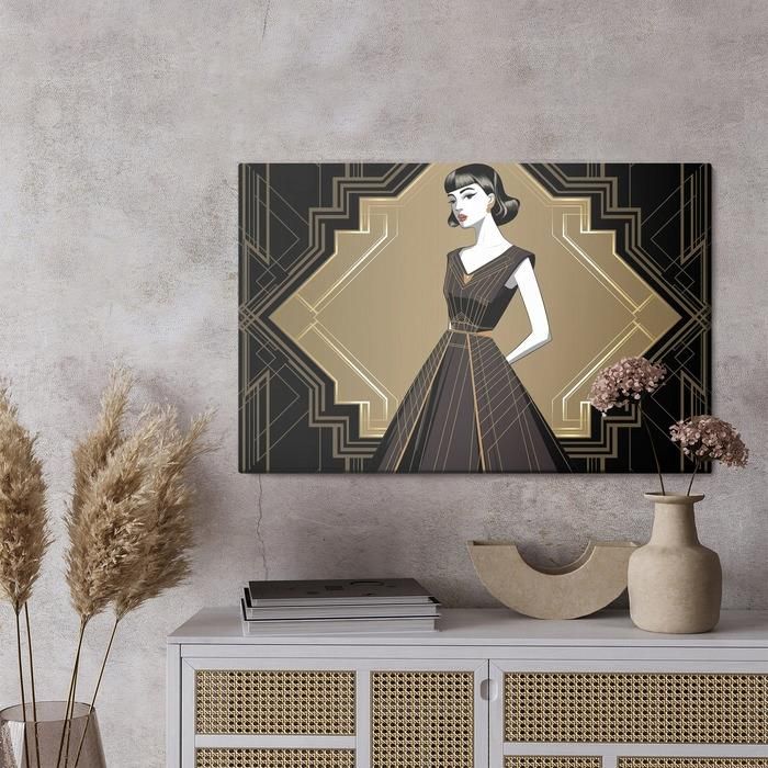 Obraz na płótnie Elegancja Linii Art Deco Portret Kobiety Duży Obraz ... Obraz na płótnie Elegancja Linii Art Deco Portret Kobiety Duży Obraz ...