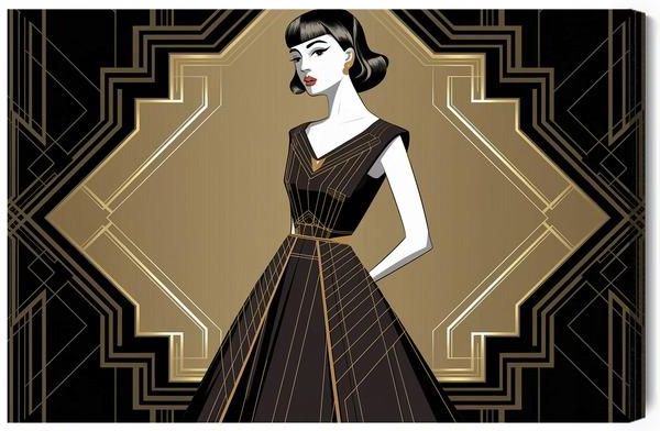 Obraz na płótnie Elegancja Linii Art Deco Portret Kobiety Duży Obraz ... Obraz na płótnie Elegancja Linii Art Deco Portret Kobiety Duży Obraz ...