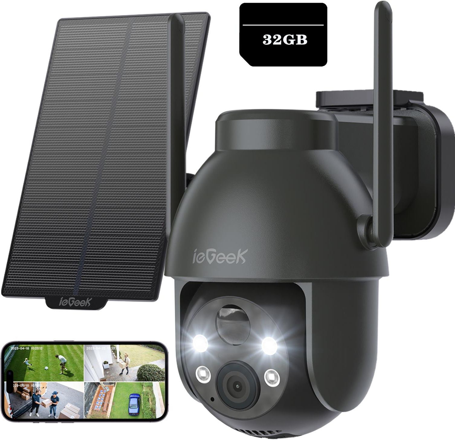 Kamera przemysłowa Iegeek Kamera Ip Smart Solarna Obrotowa Zewnętrzna ...