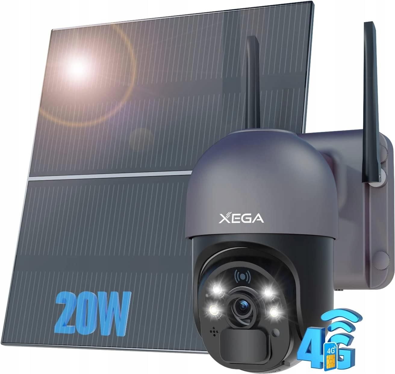 Kamera przemysłowa Xega Kamera Solarna Zewnętrzna 4G Sim Gsm 2K ...
