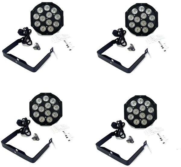 Światła LED par, technologia RGBW 4w1, sterowanie DMX, 12x12W 4 sztuki ...