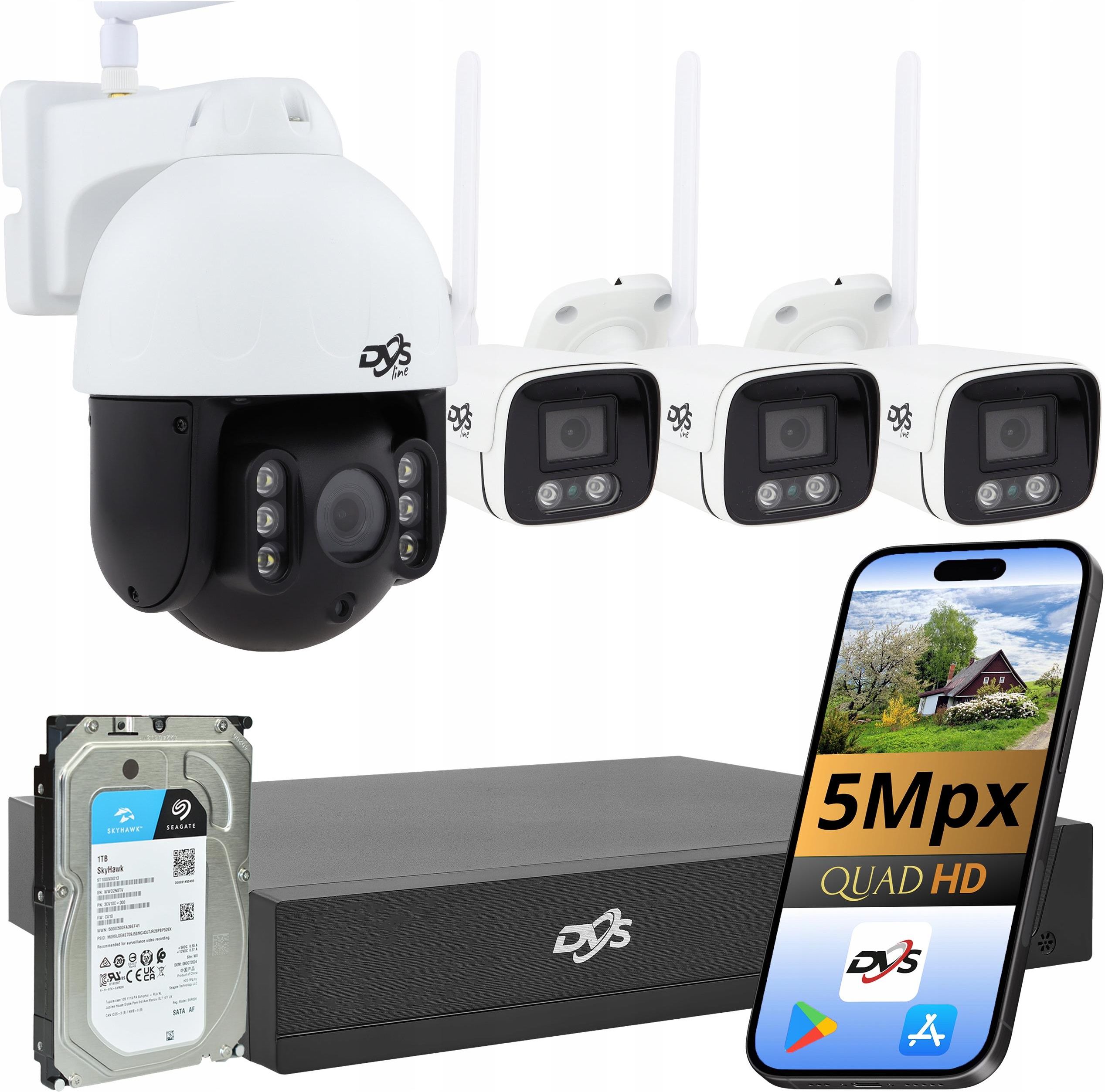Zestaw do monitoringu Dvs Zestaw Kamer Wifi 3 Kamery 1 Obrotowa Kamery ...
