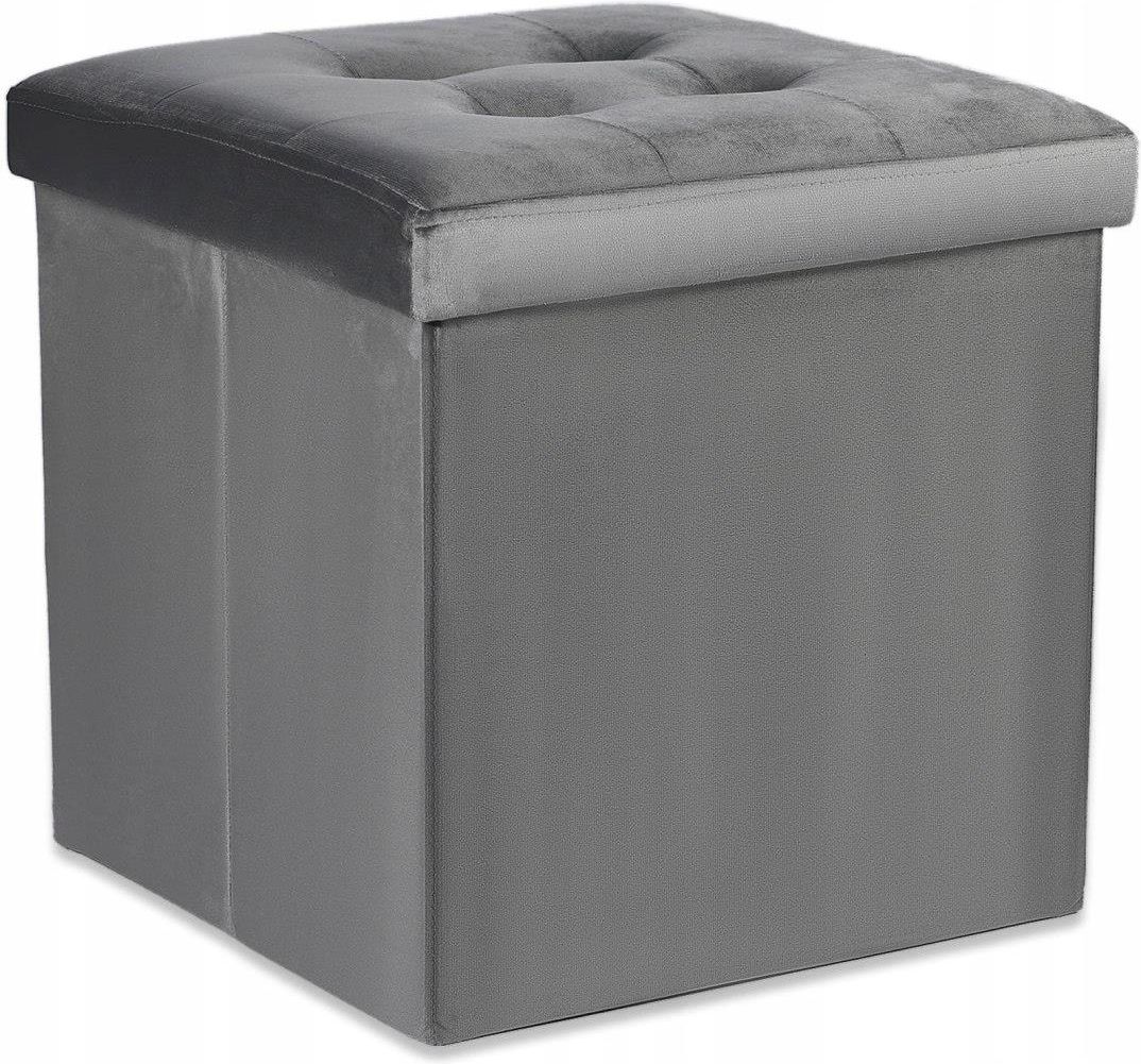 Pufa składana L z guzikami - 38x38x38cm aksamit szara - Opinie i ...