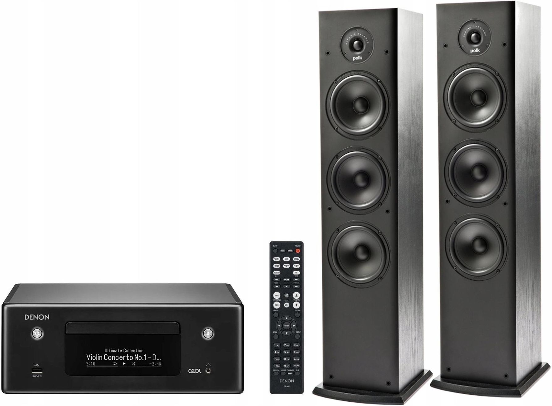 Wieża Denon Rcdn-10 Amplituner Z Cd Wi-Fi Bt Polk Audio T50 Zestaw ...