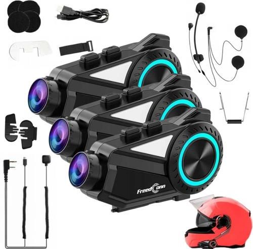 Zestaw głośnomówiący 3x Interkom motocyklowy Freedconn R3 z nagrywaniem ...