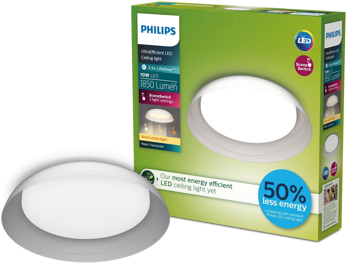 Philips Lampa Sufitowa Plafon Led 10W 1850Lm 2700K Sceneswitch Fleta ...
