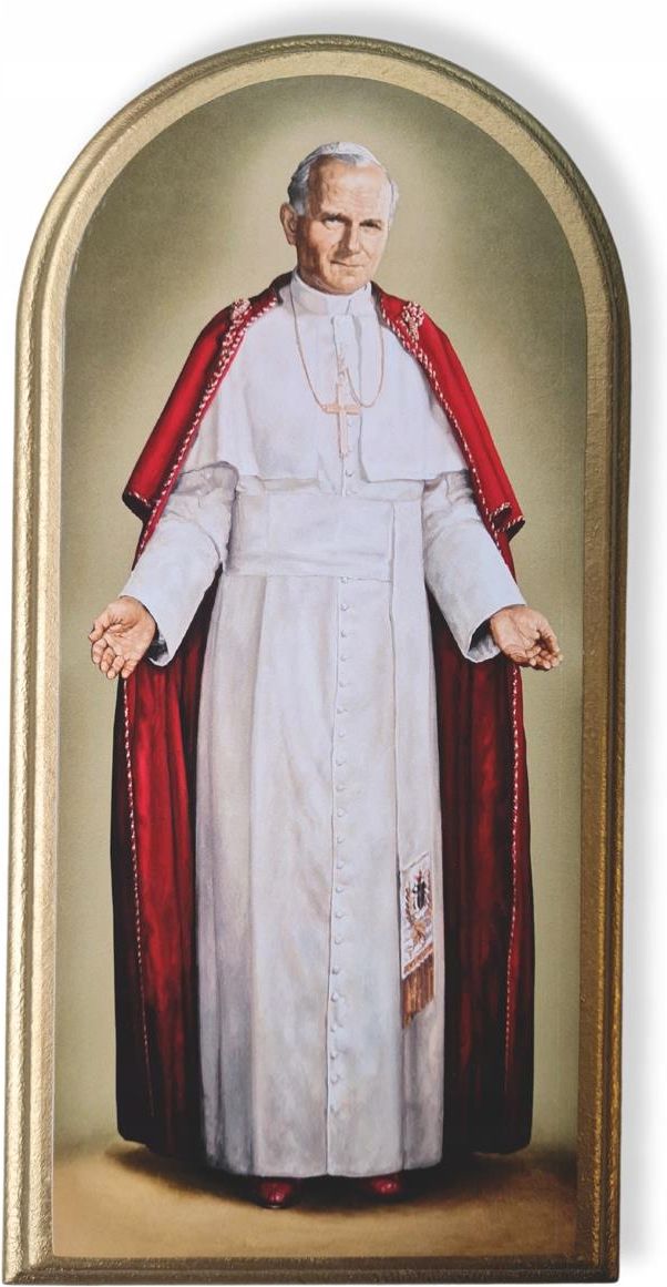 Obraz na desce św. Jan Paweł II w czerwonym płaszczu (25 x 12,5 cm ...