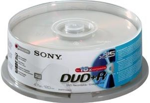 Nośnik danych Płyta Sony DVD+R 4,7GB 16x Cake 25sztuk - Opinie i ceny na Ceneo.pl