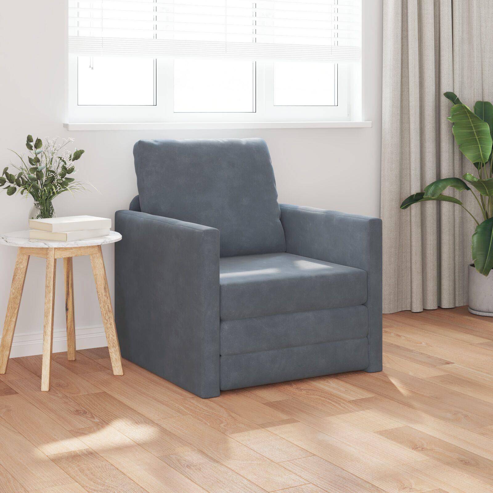 VidaXL Sofa Podłogowa Single Z Weluru 74X77X81Cm W Ciemnoszarym Kolorze ...