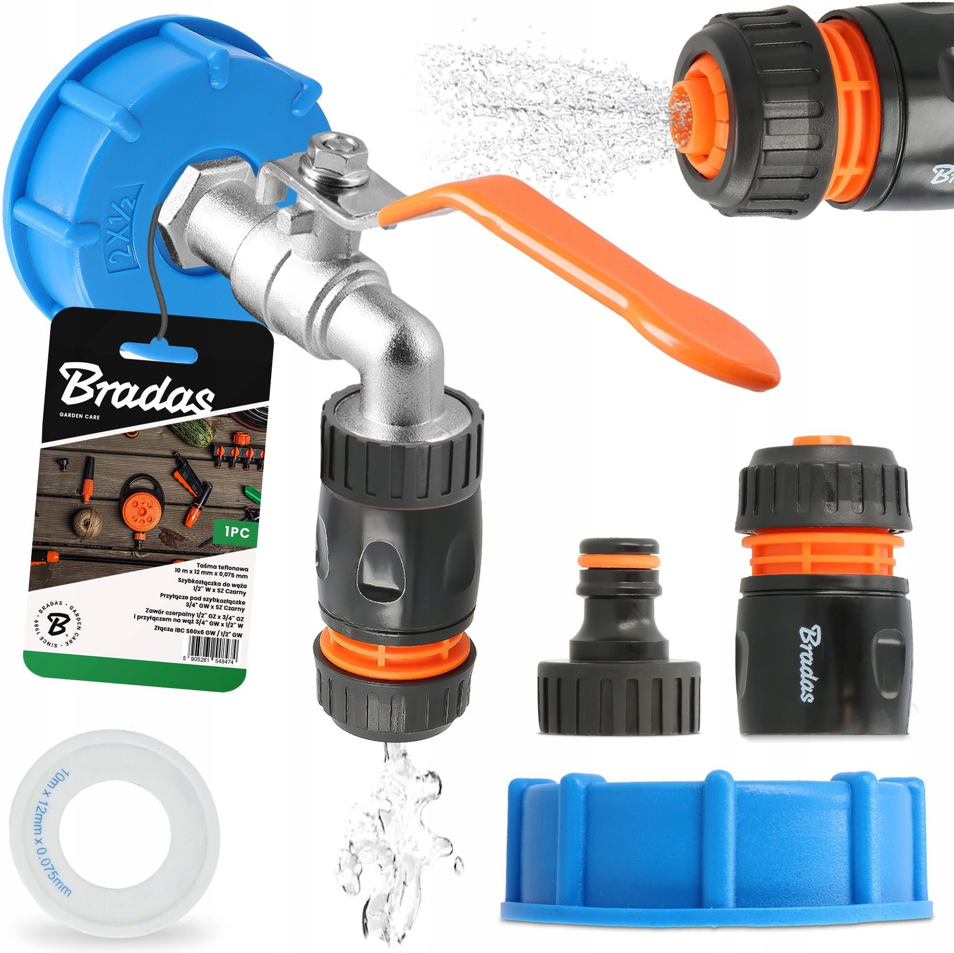 Bradas Zawór Czerpalny Kran Mauzera Zbiornika 1000L 1/2X3/4 Ibc Szybkozłączka Wąż - ceny i ...