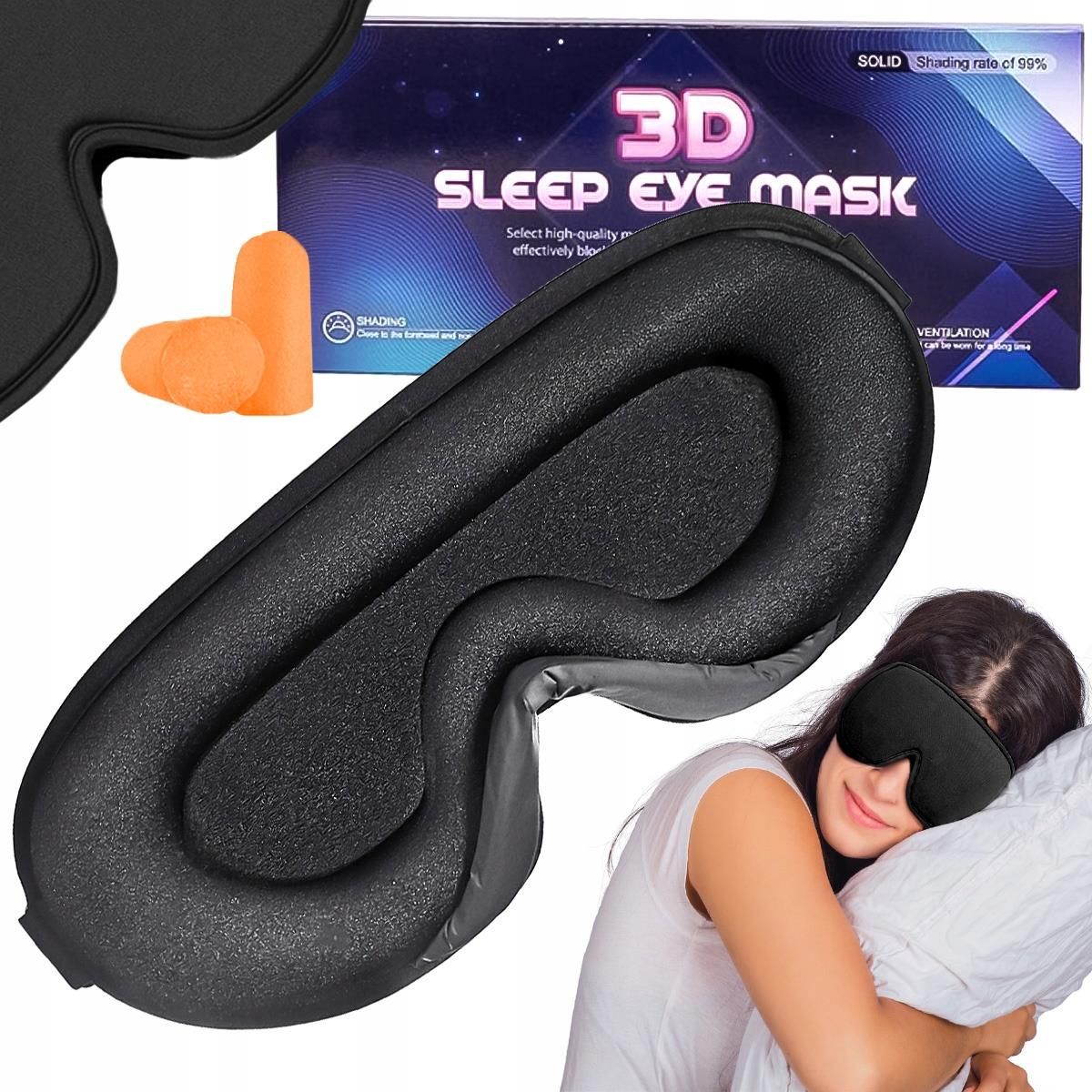 Opaska Na Oczy Do Spania Maska 3D Regulowana Czarna Zatyczki Do Uszu - Ceny i opinie - Ceneo.pl