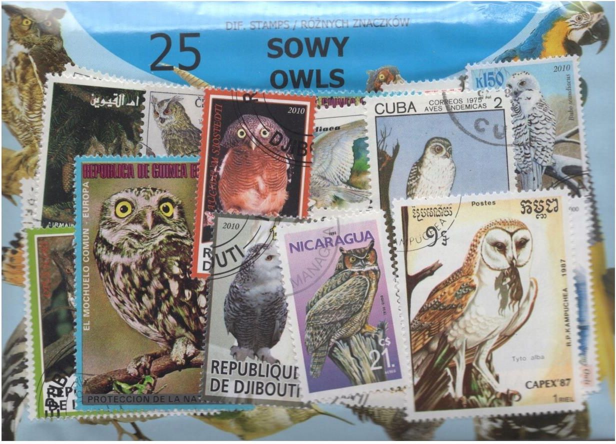 Pakiet 25 Znaczków Pocztowych Sowy - Ceny i opinie - Ceneo.pl