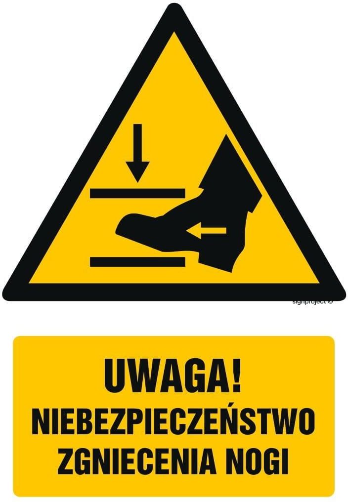 Signproject Gf065 Uwaga! Niebezpieczeństwo Zgniecenia Nogi (20x30 Cm ...