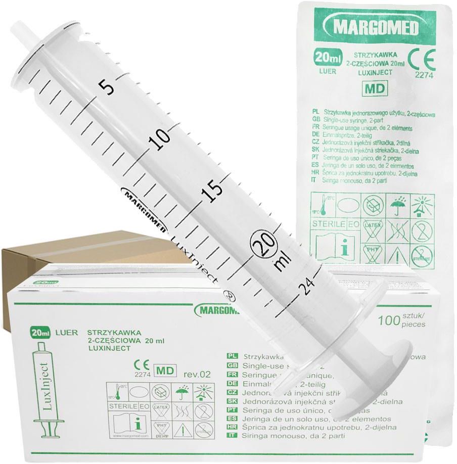 Margomed Strzykawka 20Ml Luer Dwuczęściowa Luxinject 100szt. 8Op - ceny ...