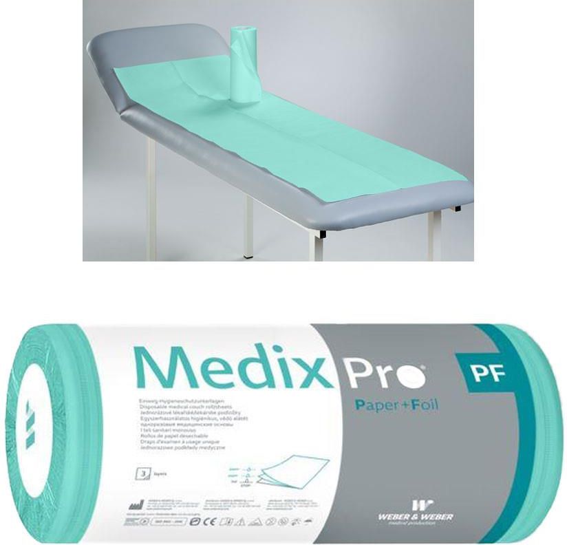 Weber&Weber Podkład Higieniczny Na Rolce 50x160cm Zielony Podfoliowany 54G Medixpro 12szt ...