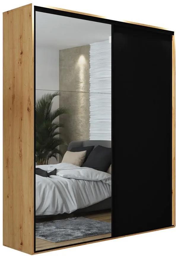 Elior Szafa przesuwna z lustrem dąb artisan + czarny Enlo - Opinie i ...
